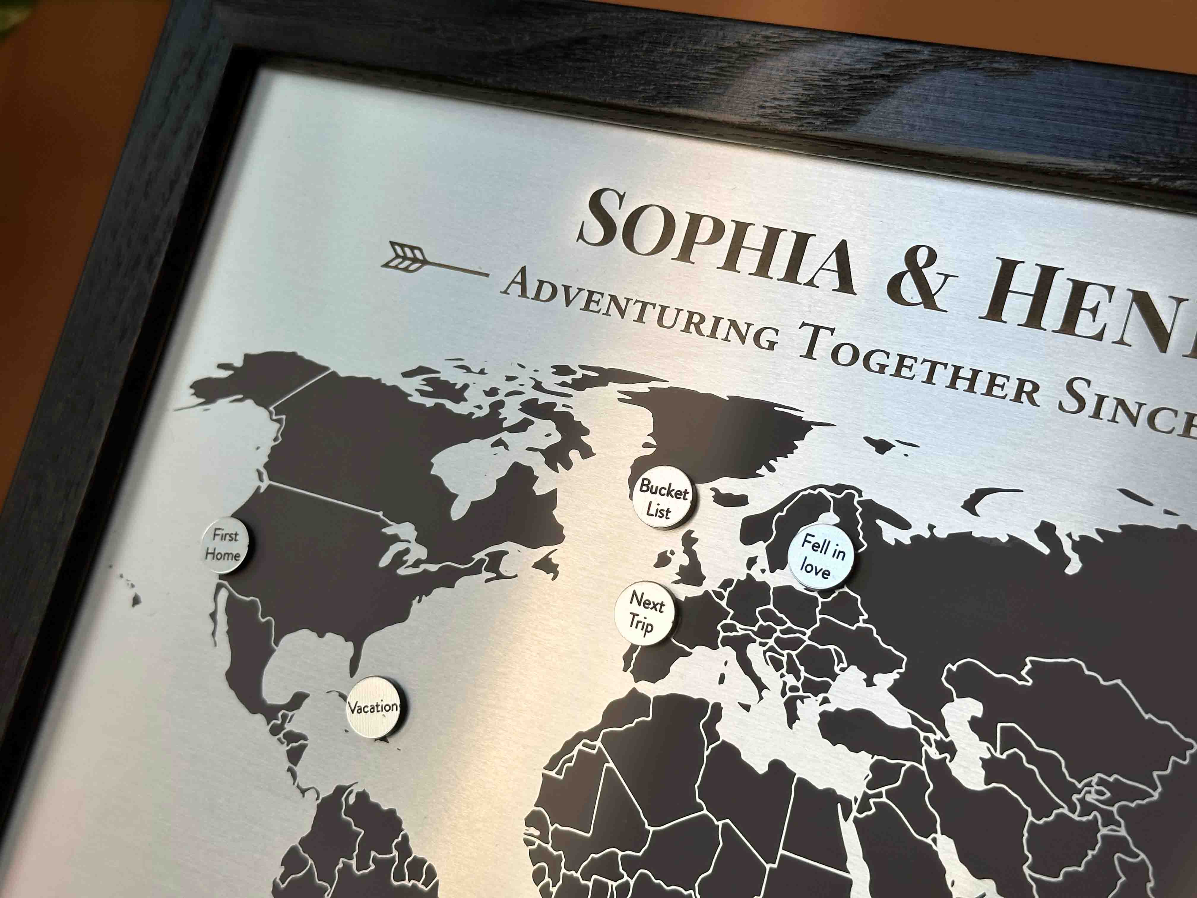 "Adventuring Together" - Iron Map with Personalized Milestone Pins ...