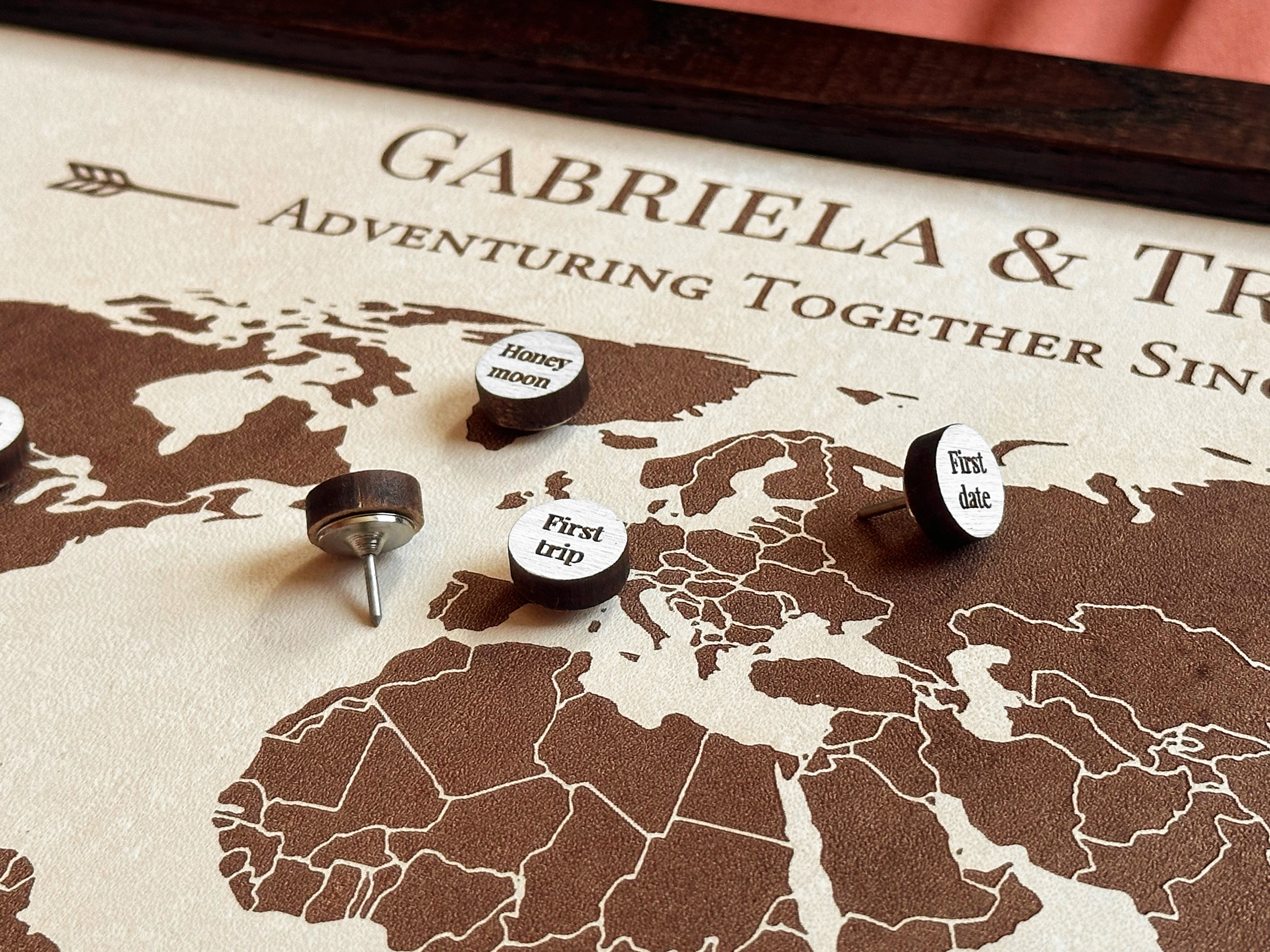 3rd Year Anniversary - Leather Map with Personalized Milestone Pins ...