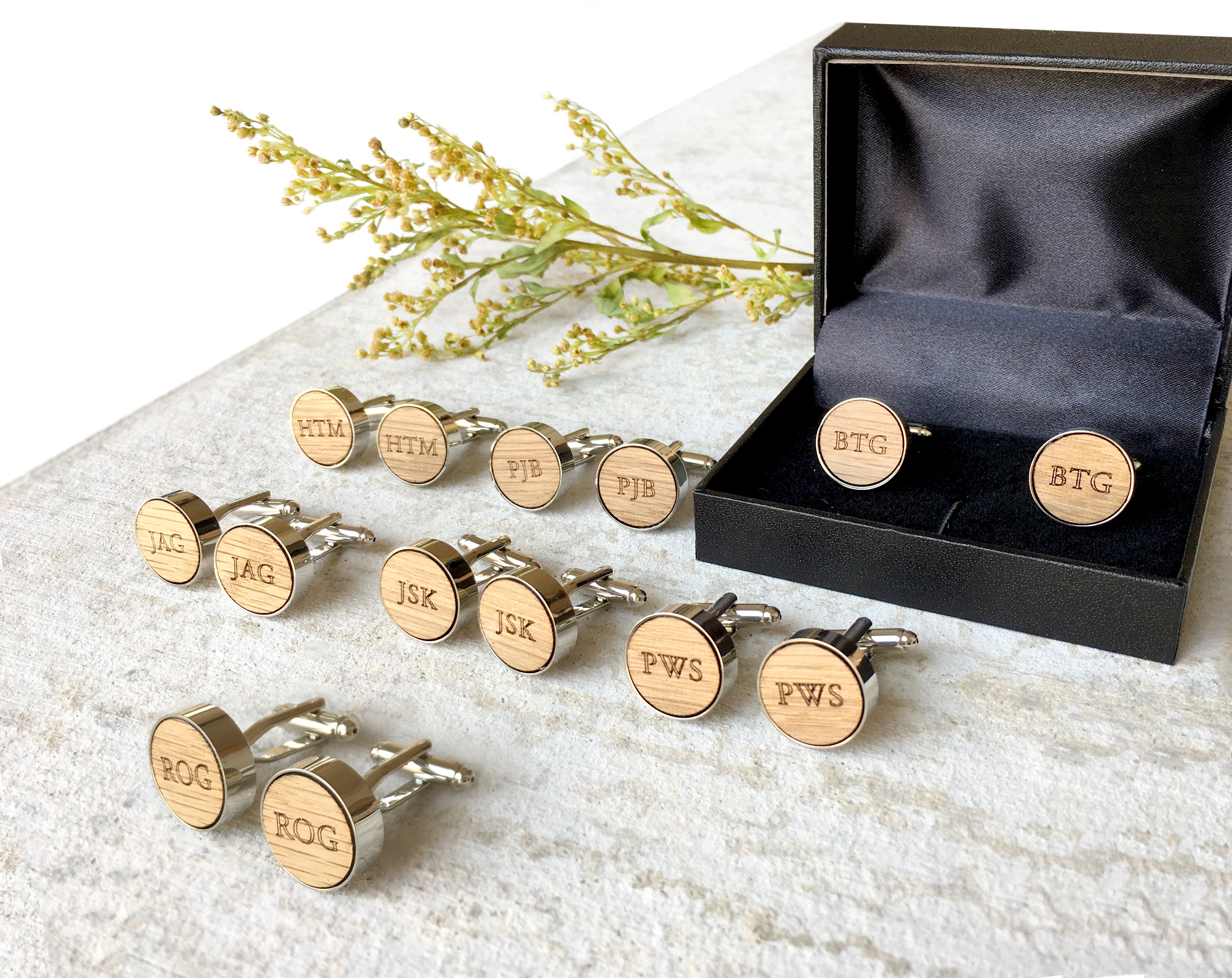Whiskey Barrel Cufflinks | Monogrammed Groomsmen Cufflinks – Paper ...
