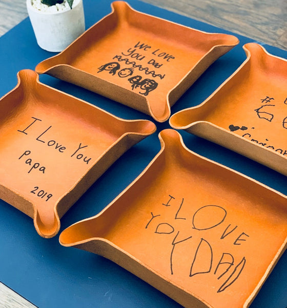 Leather Tray with Kids Drawing – Paper Anniversary® by Anna V.