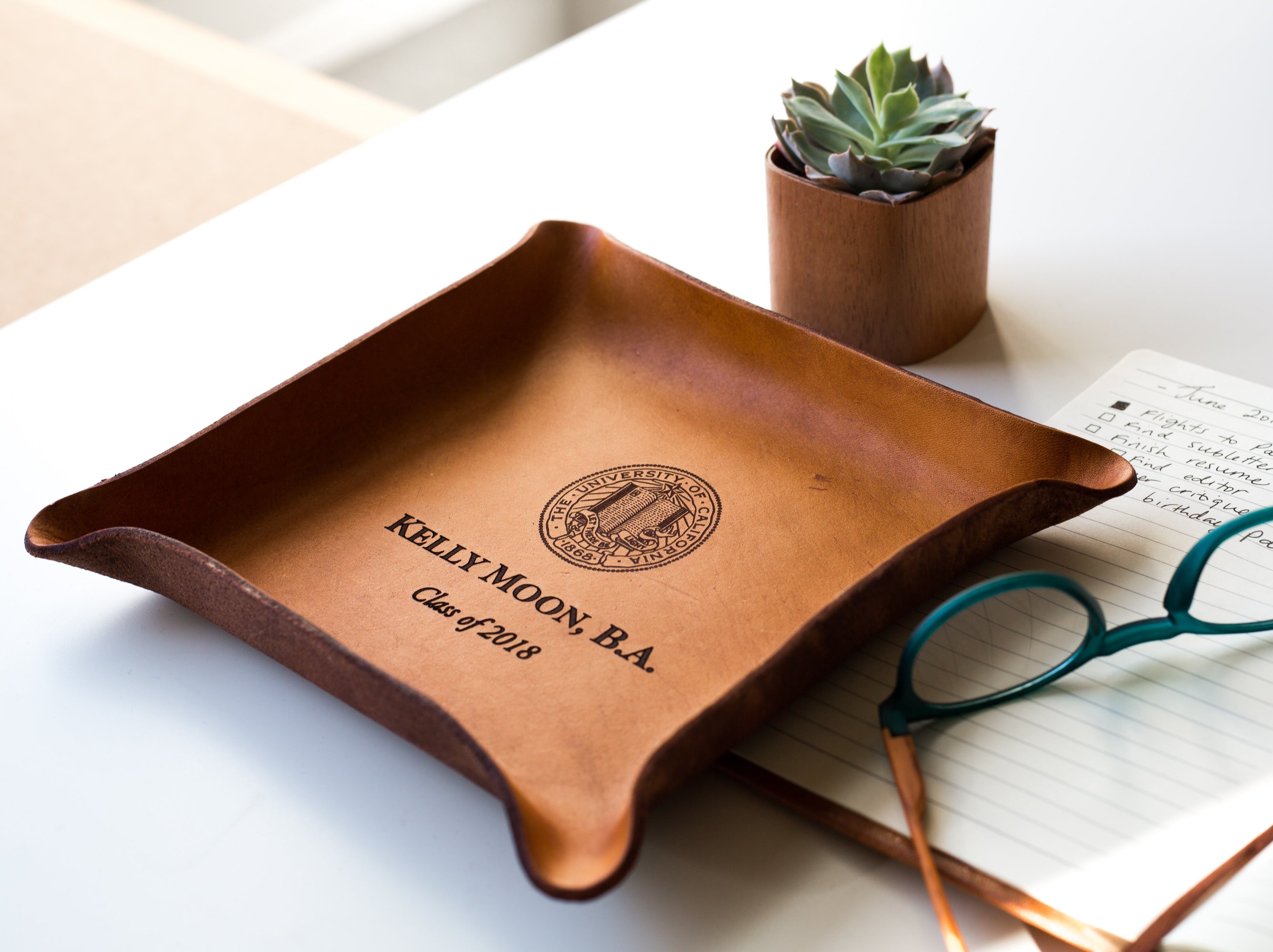 Personalized Leather Graduation Tray – Paper Anniversary® by Anna V.