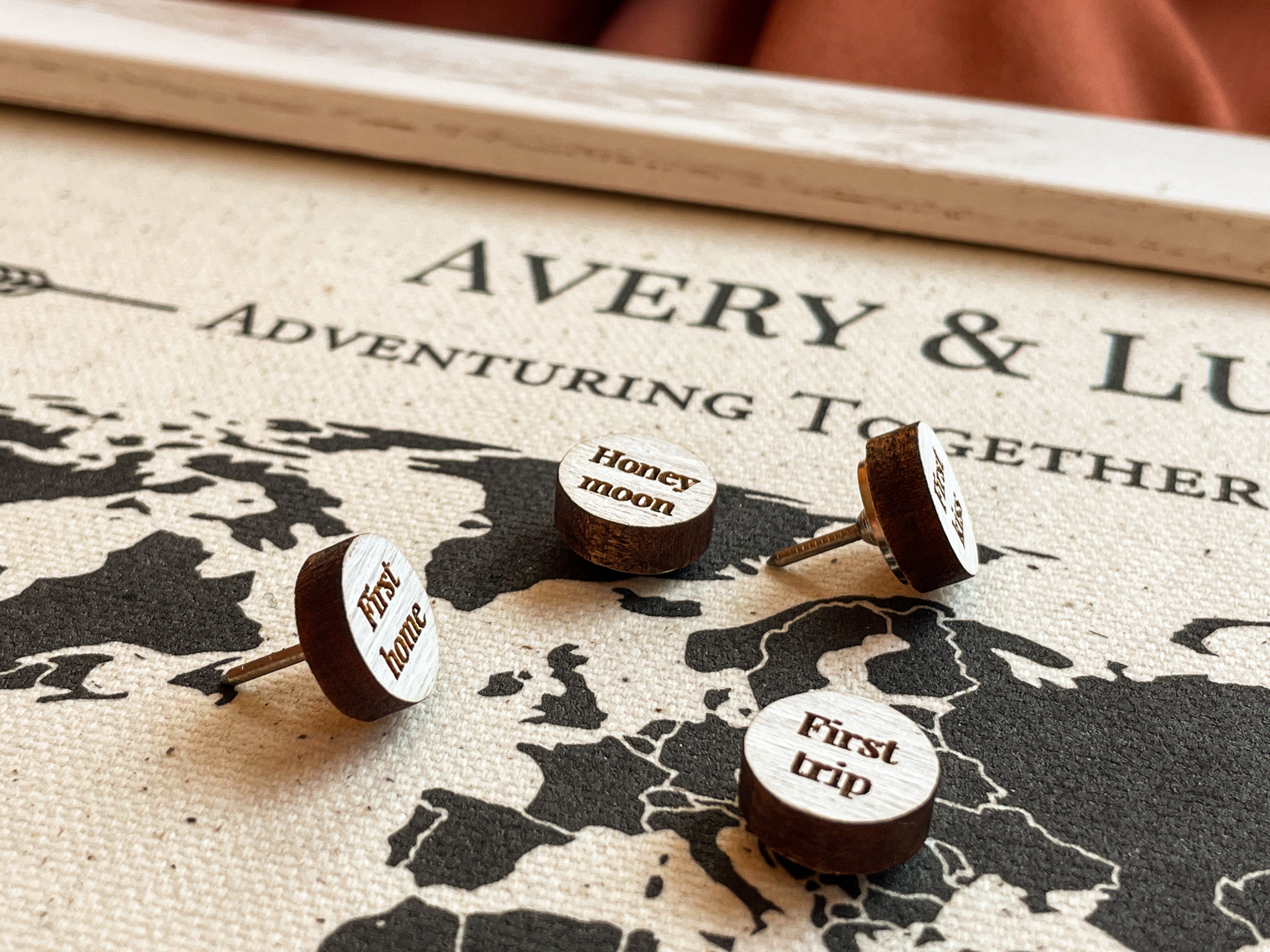 "Adventuring Together" - Personalized Linen Map with Push Pins – Paper ...