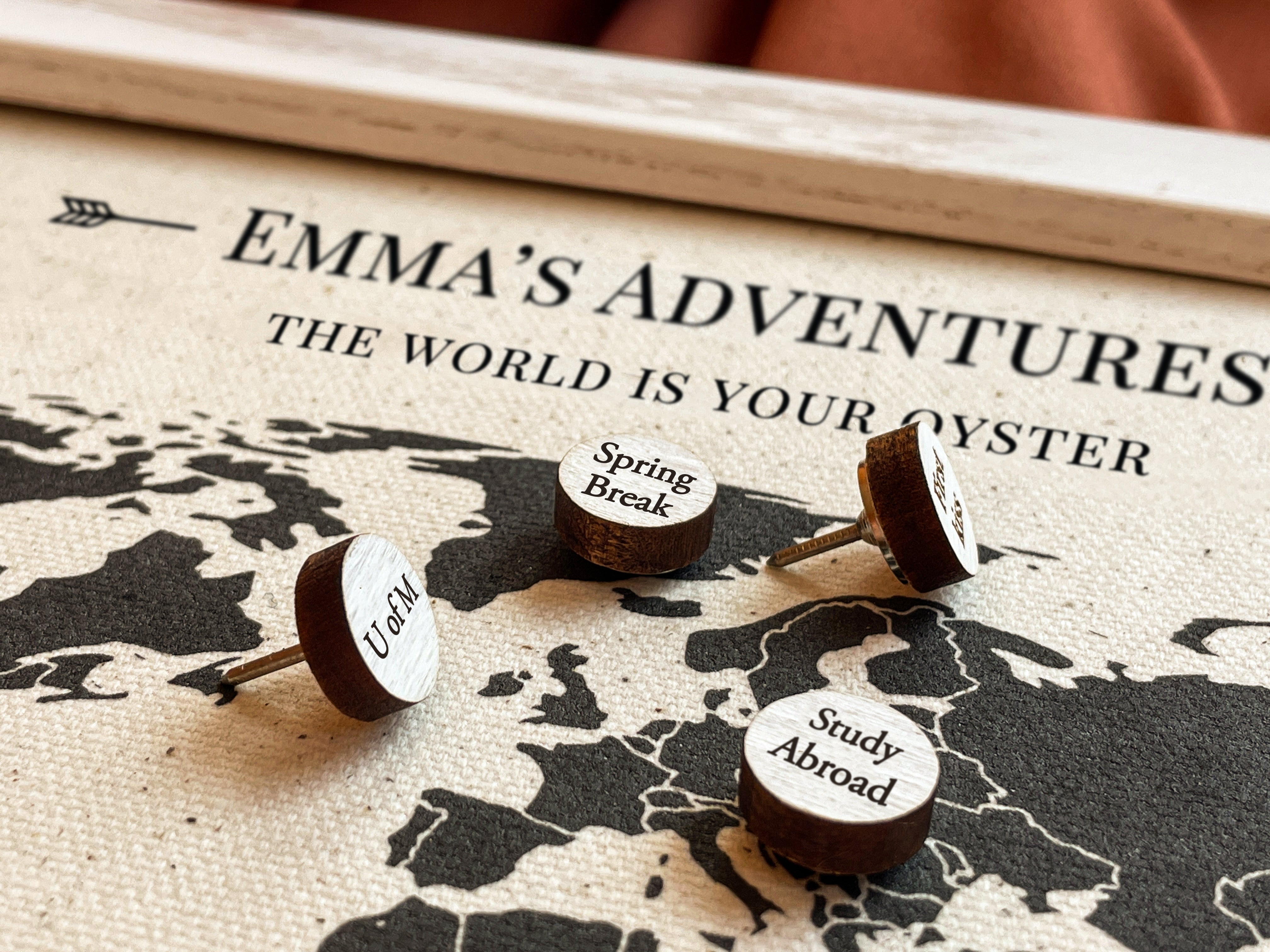 "The World is Your Oyster" -Grad Map with Personalized Milestone Pins ...